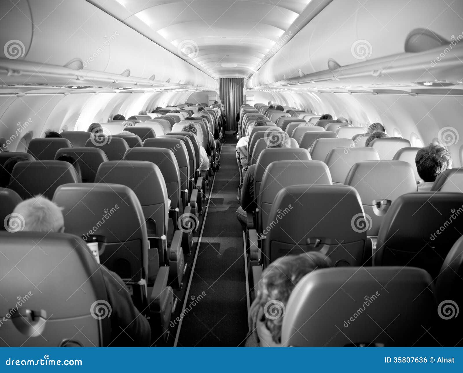 Passenger Aircraft Interior Stock Photo - Image of aisle, airplane ...