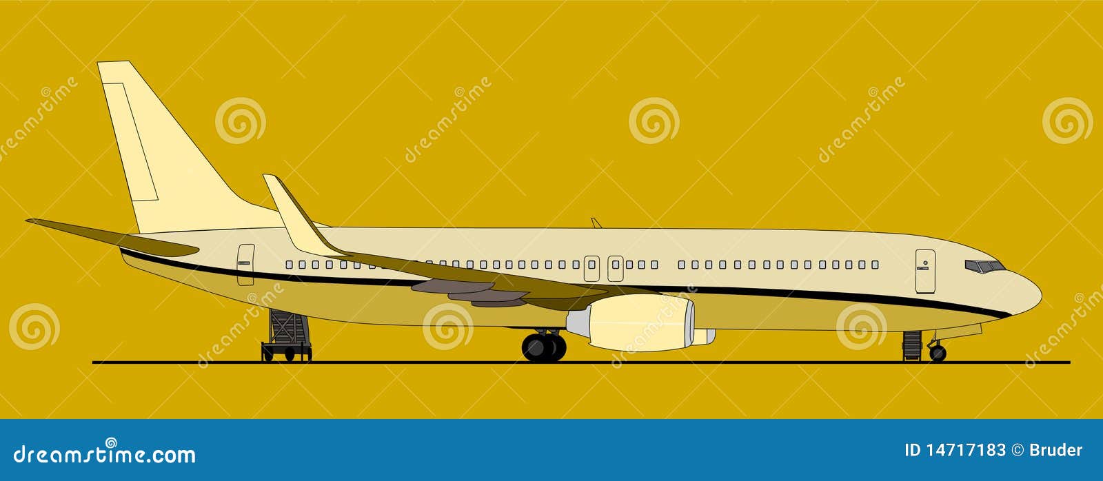 Passenger Aircraft on the Ramp Stock Vector - Illustration of deliver ...