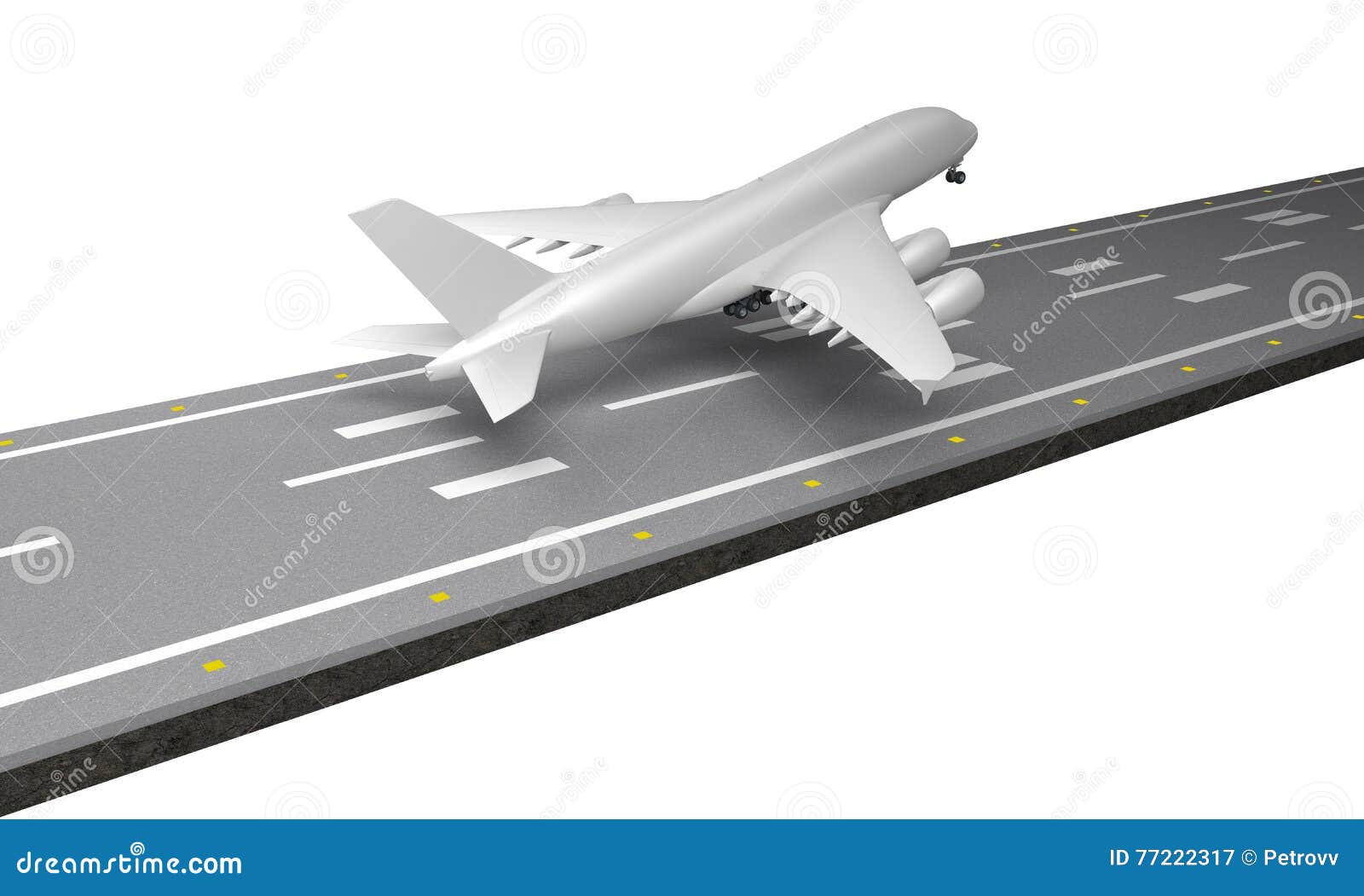 Passenger Aircraft with Runway . 3d Rendering Stock Illustration ...