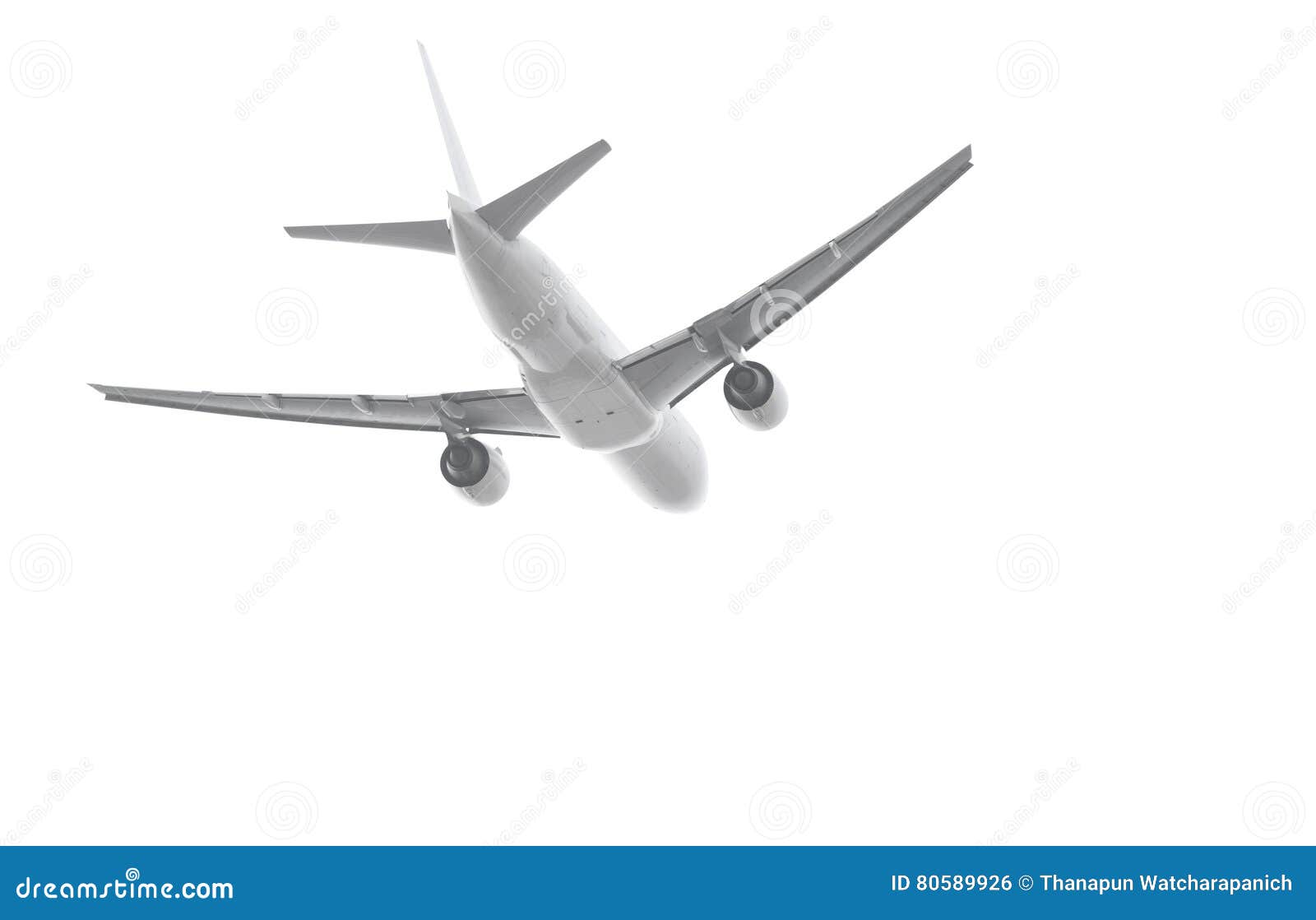 Passenger Aircraft Taking Off Isolated on White Background with Stock ...