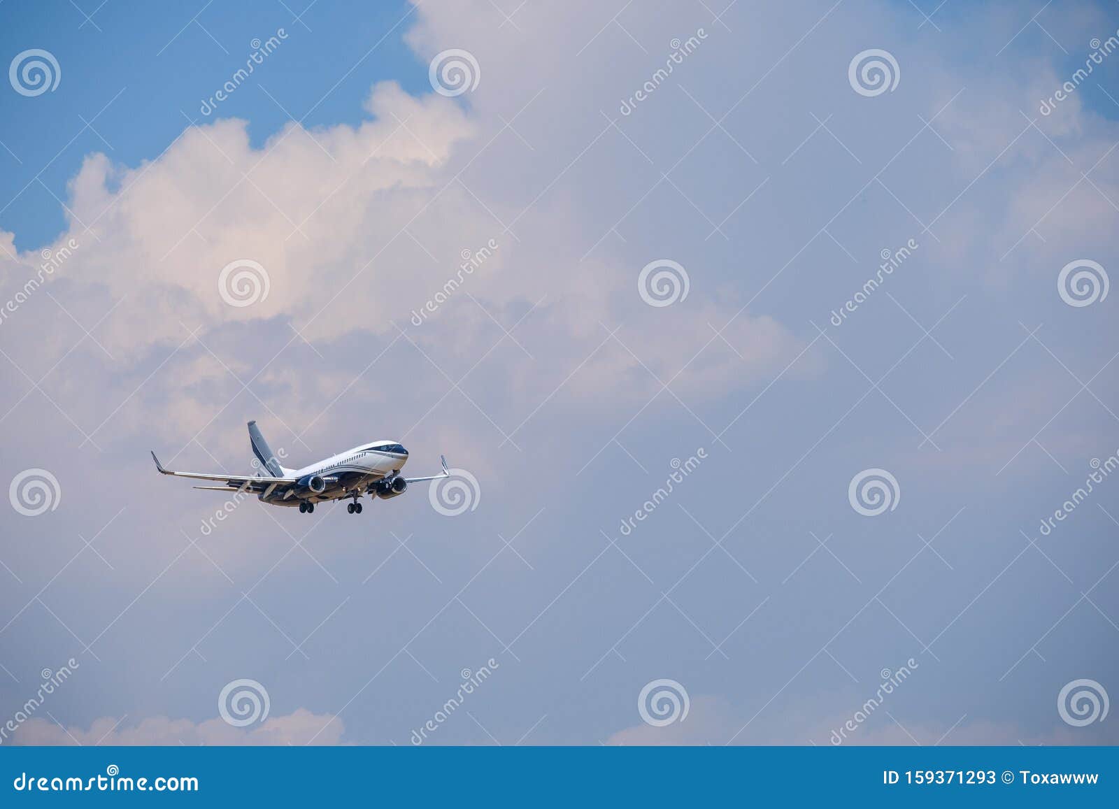 Passenger Airplane in the Blue Sky Stock Image - Image of plane ...