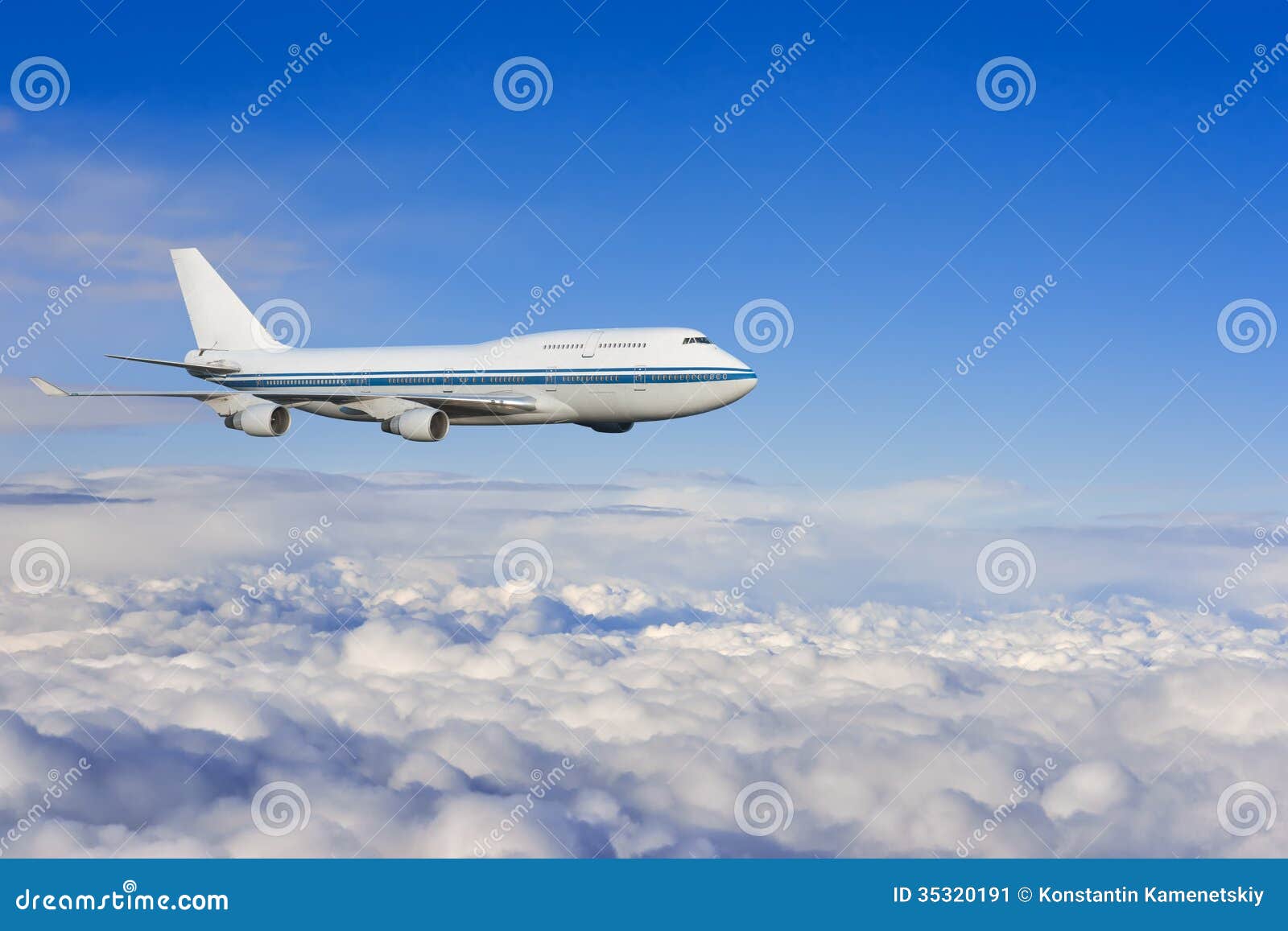 Passenger Airplane in the Clouds. Stock Image - Image of plane, machine ...