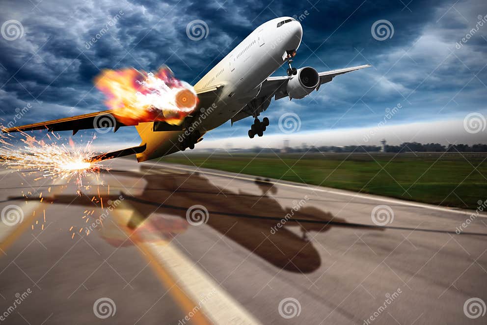 Passenger Airplane with Exploding Aero Engine Just before Air Crash ...