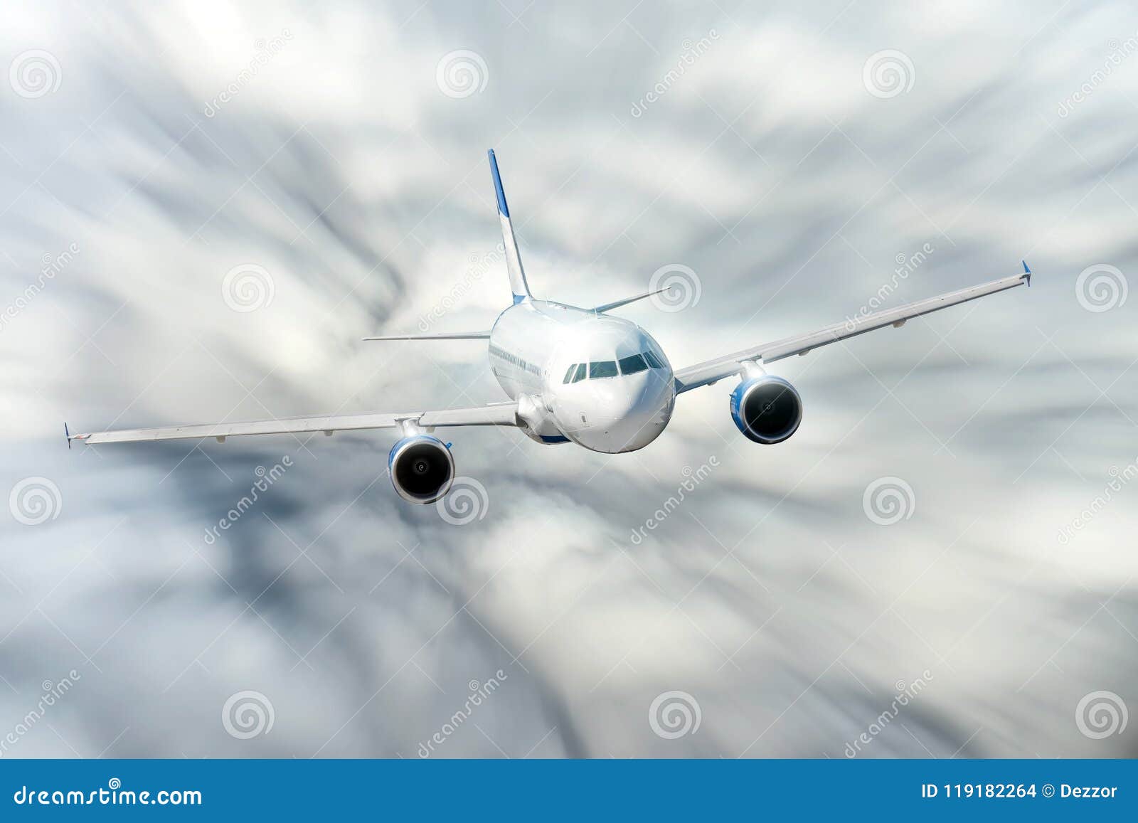 Passenger Airplane Flies at High Speed in the Sky. Stock Photo - Image ...