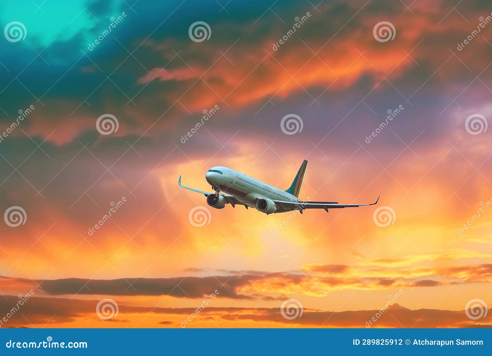 Passenger Airplane Flying with Beautiful Sky Stock Photo - Image of ...