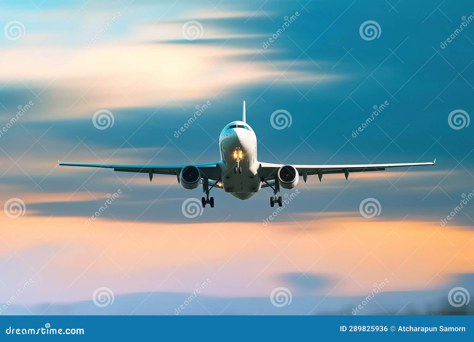 Passenger Airplane Flying with Beautiful Sky Stock Photo - Image of ...