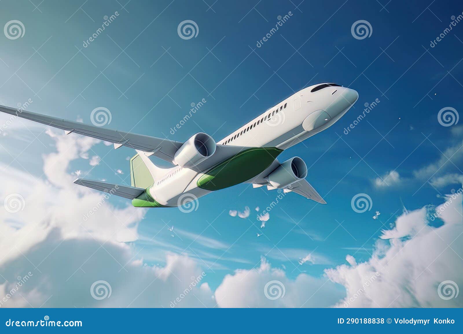 Passenger Airplane Flying at Flight Level High in the Sky Above the ...