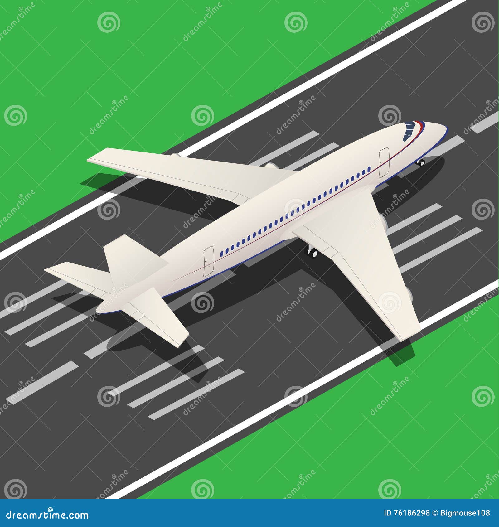Passenger Airplane Isometric Landing. Vector Stock Illustration ...