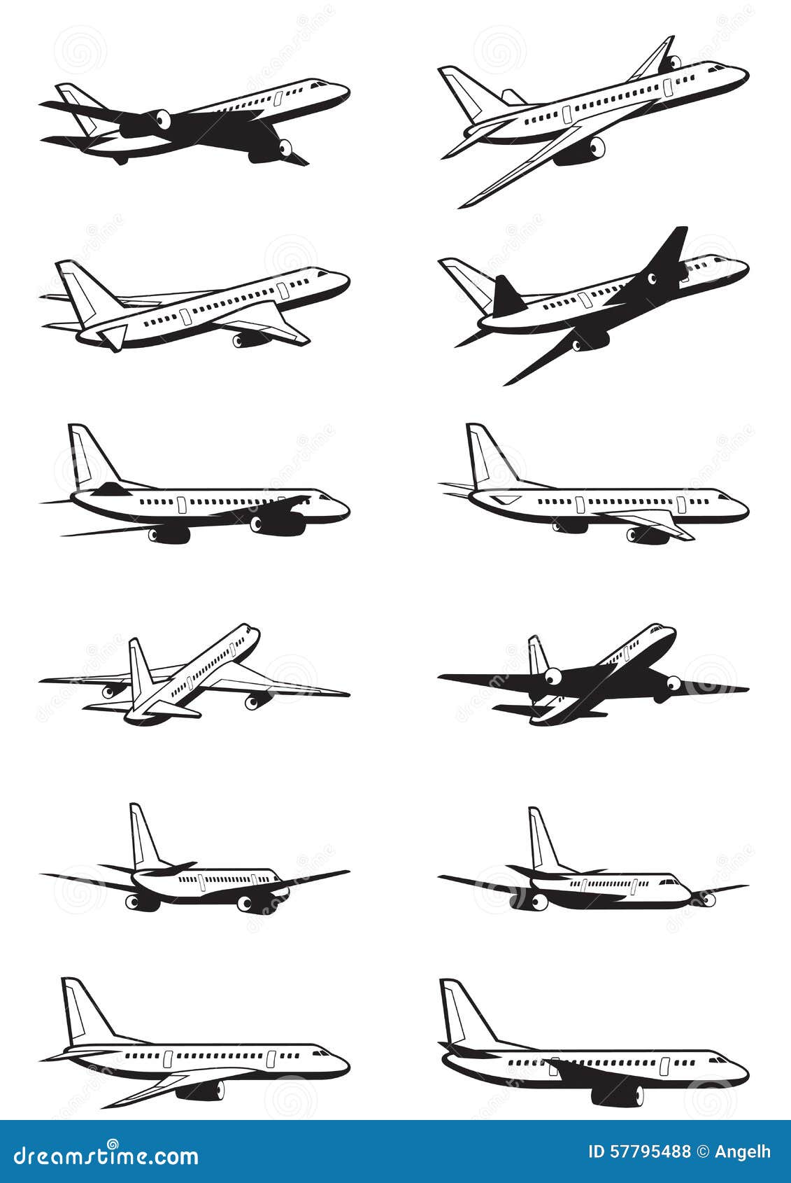 Passenger Airplane in Perspective Stock Vector - Illustration of ...