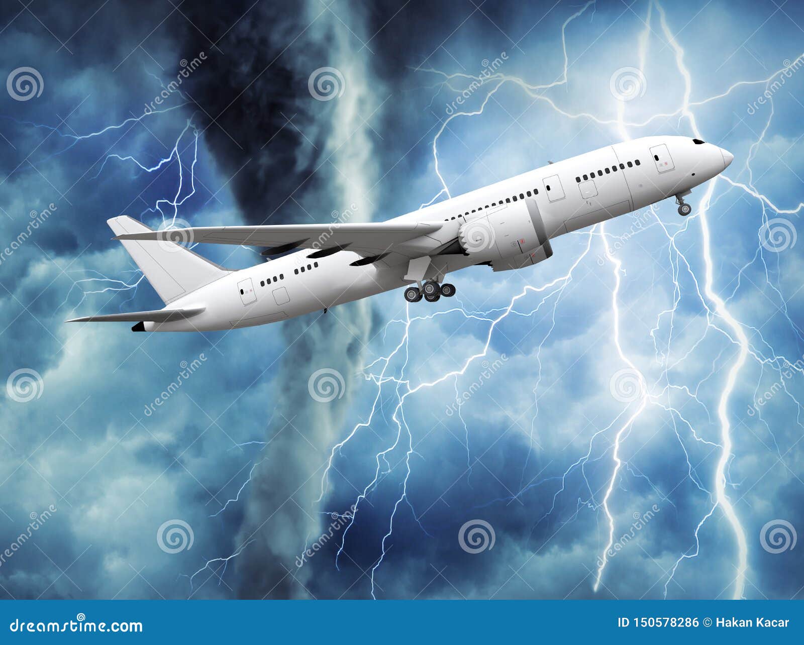 Passenger Airplane Rising in the Sky. Stock Illustration - Illustration ...