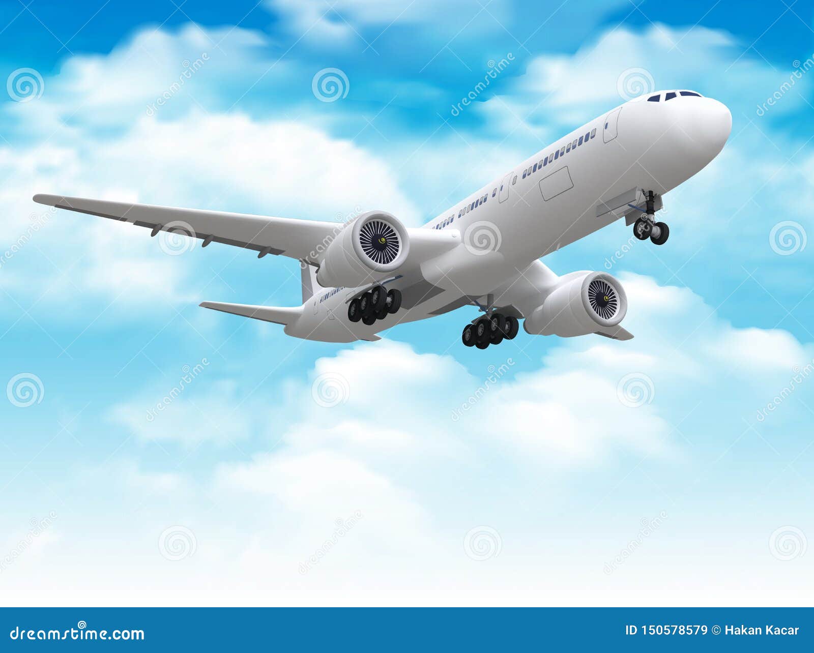 Passenger Airplane Rising in the Sky. Stock Illustration - Illustration ...