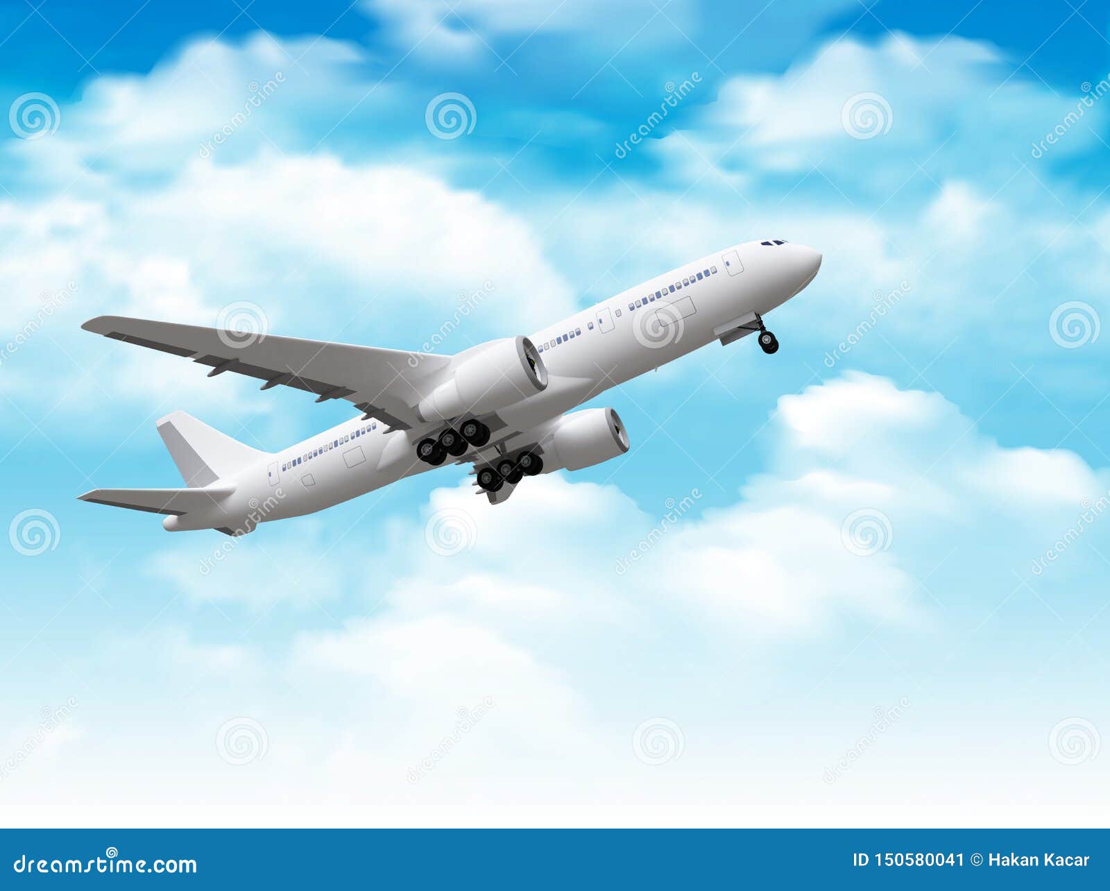Passenger Airplane Rising in the Sky. Stock Illustration - Illustration ...