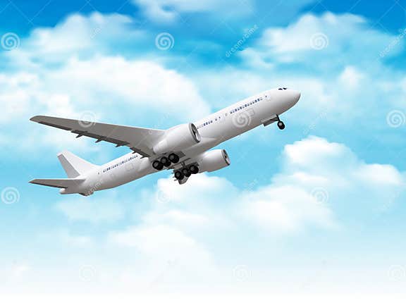 Passenger Airplane Rising in the Sky. Stock Illustration - Illustration ...