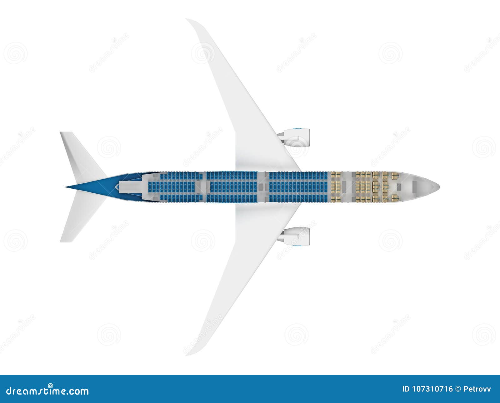 Passenger Airplane in Section Top View Stock Illustration ... Passenger Airplane in Section Top View Stock Illustration ...