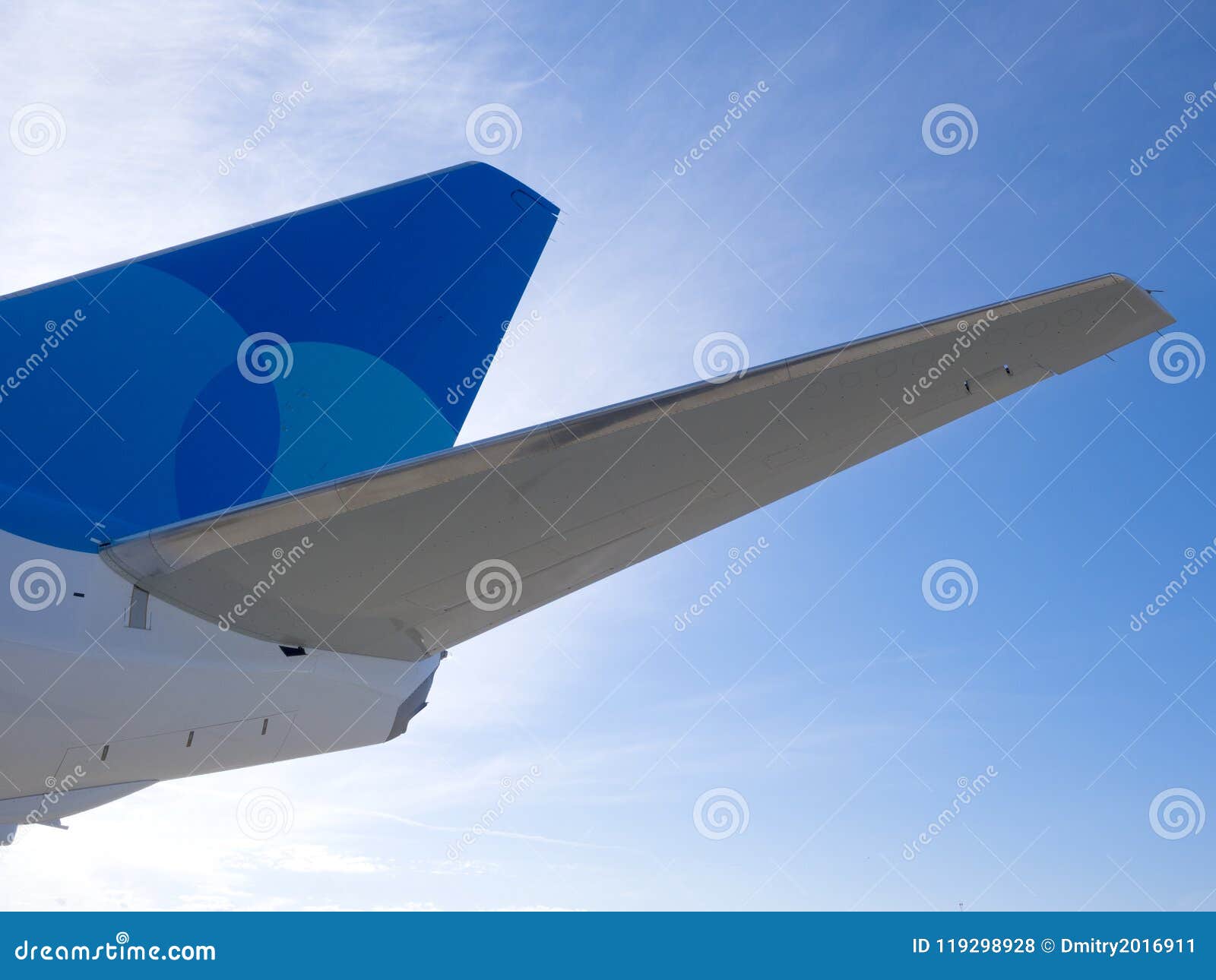 Passenger Airplane, View with Behind. Tail of an Aircraft Stock Photo ...