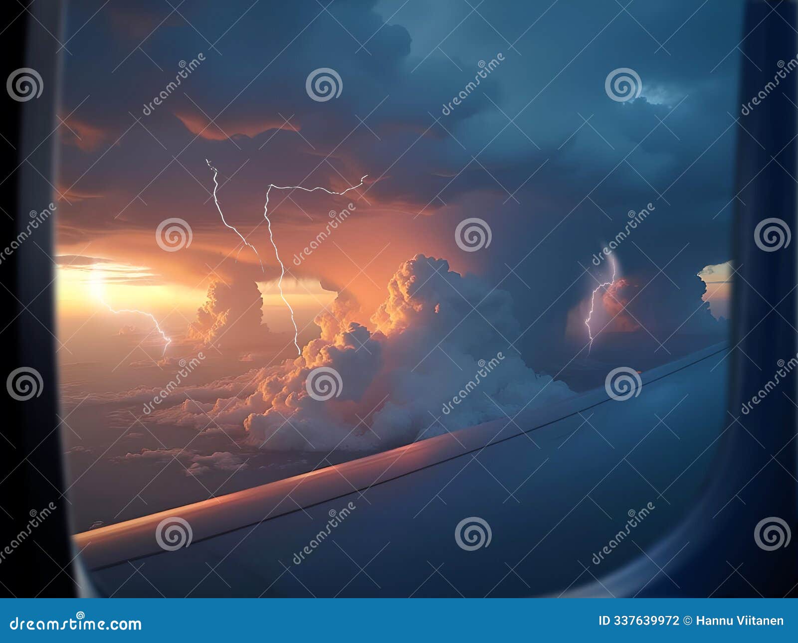 Passenger Airplane Window View, Passing Thunderstorm Cloud Stock ...