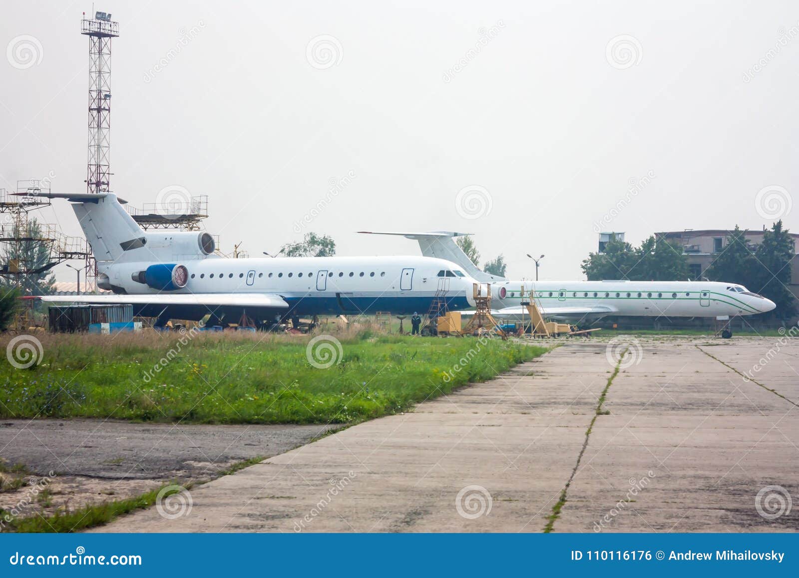 Passenger Planes Maintenance on the Aviation Technical Base Stock Photo ...