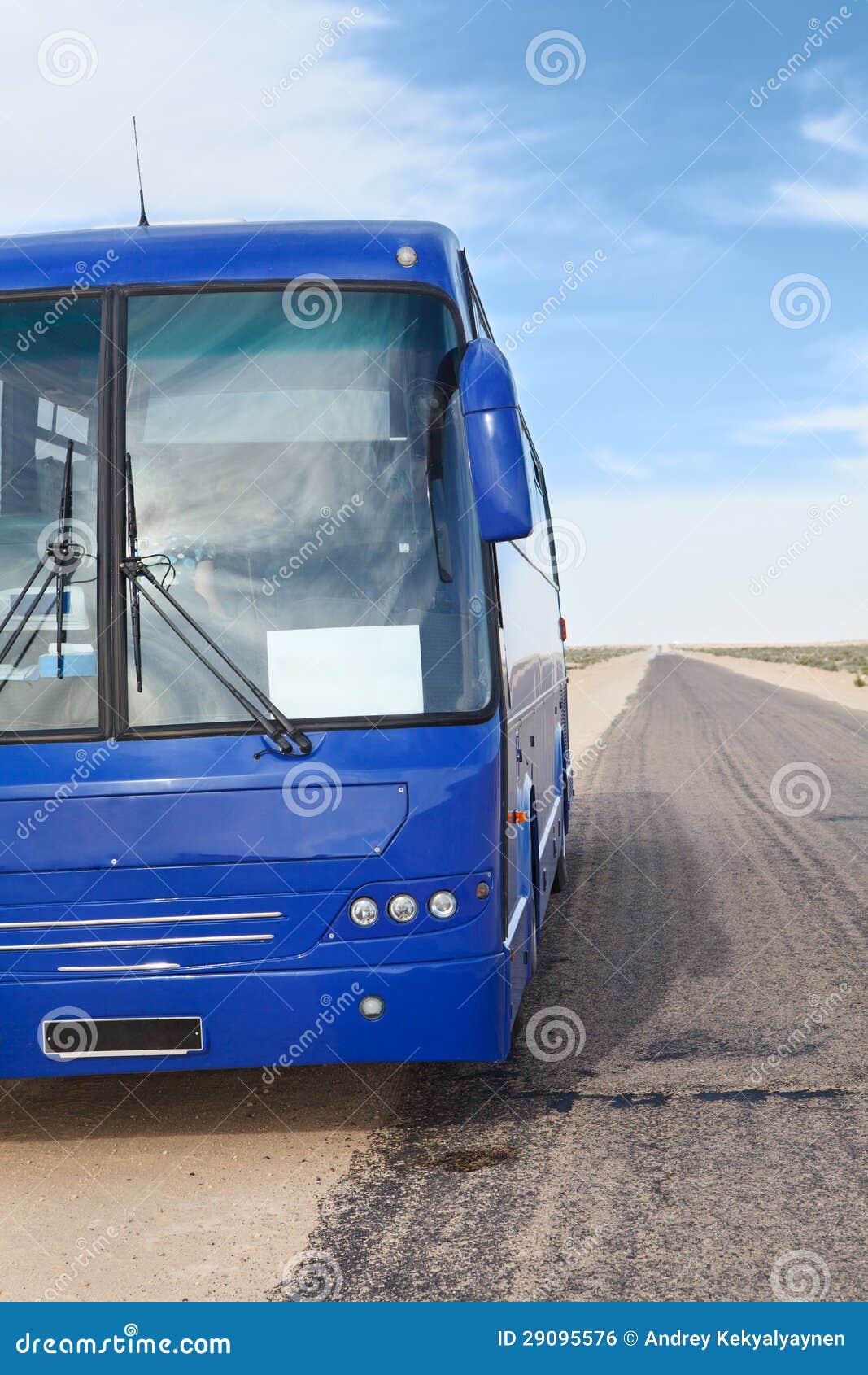 Passenger Blue Bus on the Roadside Stock Photo - Image of coach, mode ...