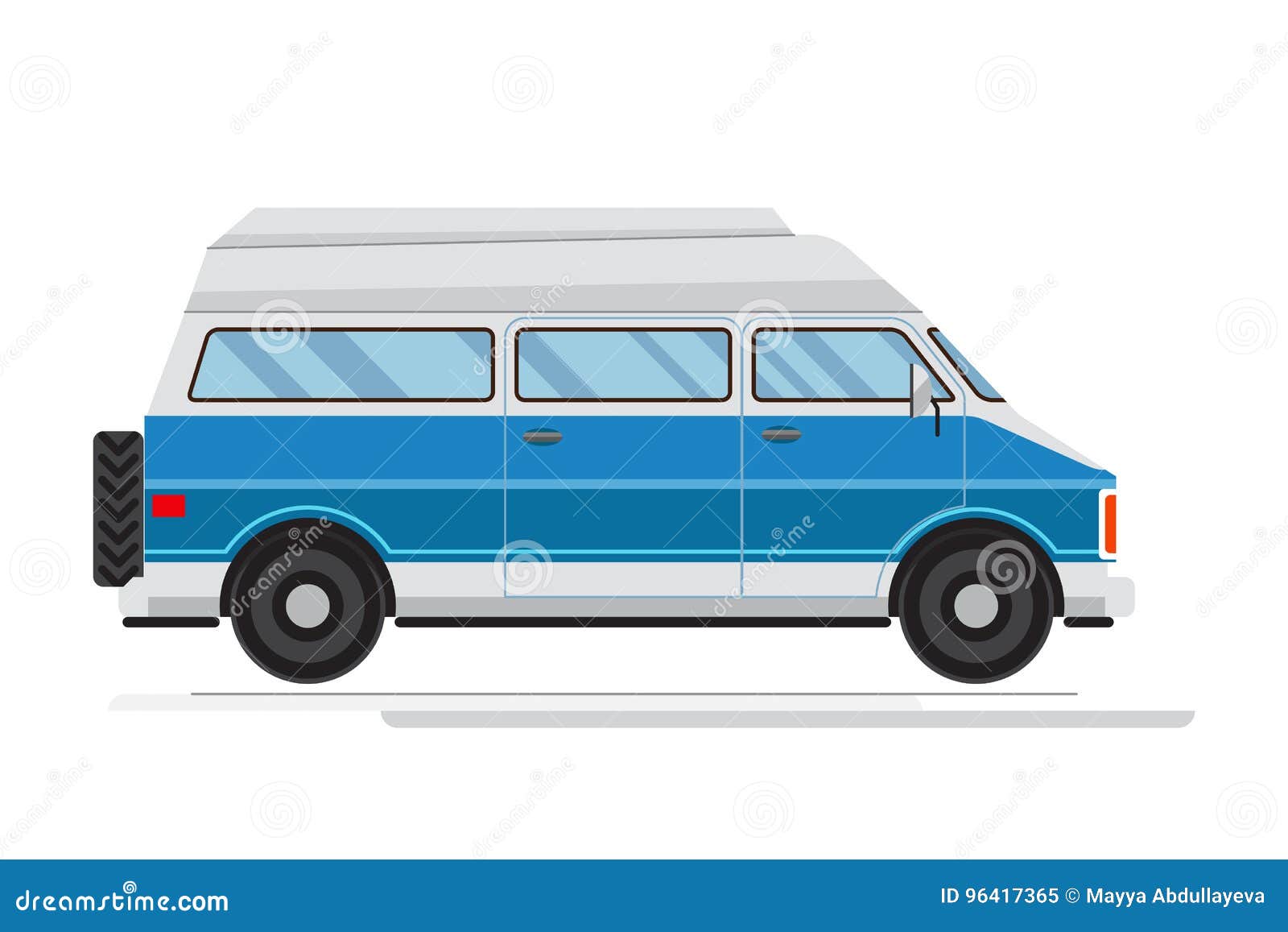 Passenger Blue Van Mini Bus Vector. Stock Vector - Illustration of ...