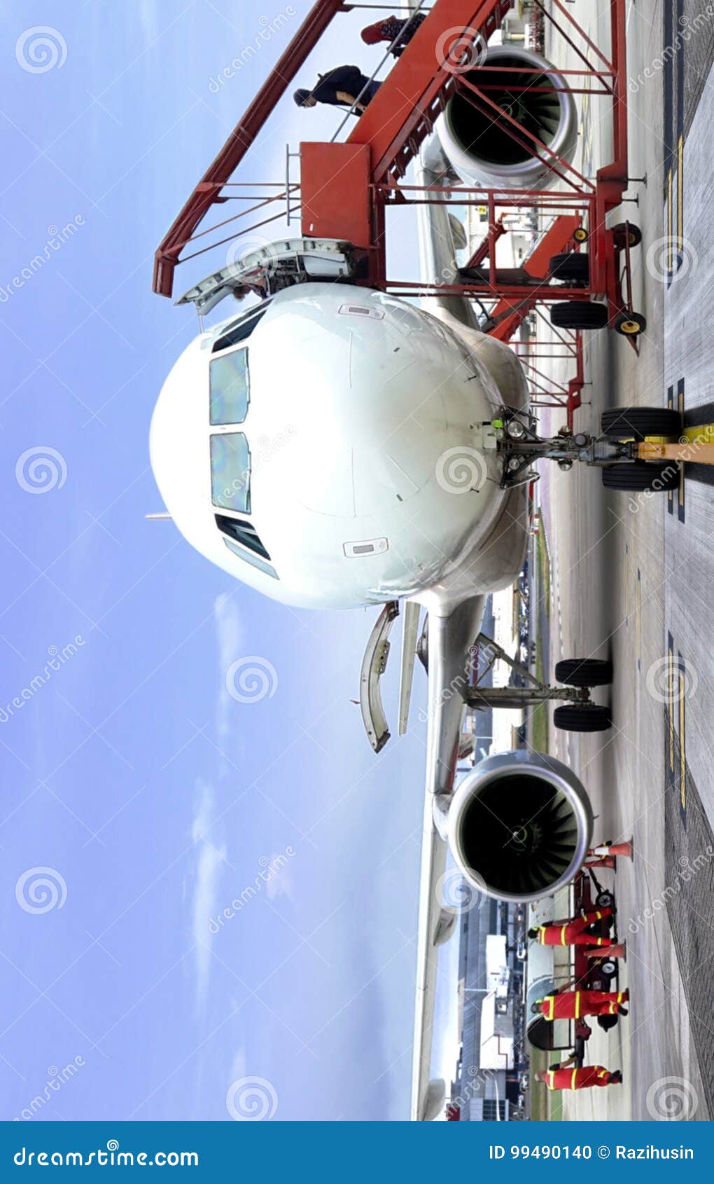 Passenger Boarding Airplane from Front View Editorial Image - Image of ...