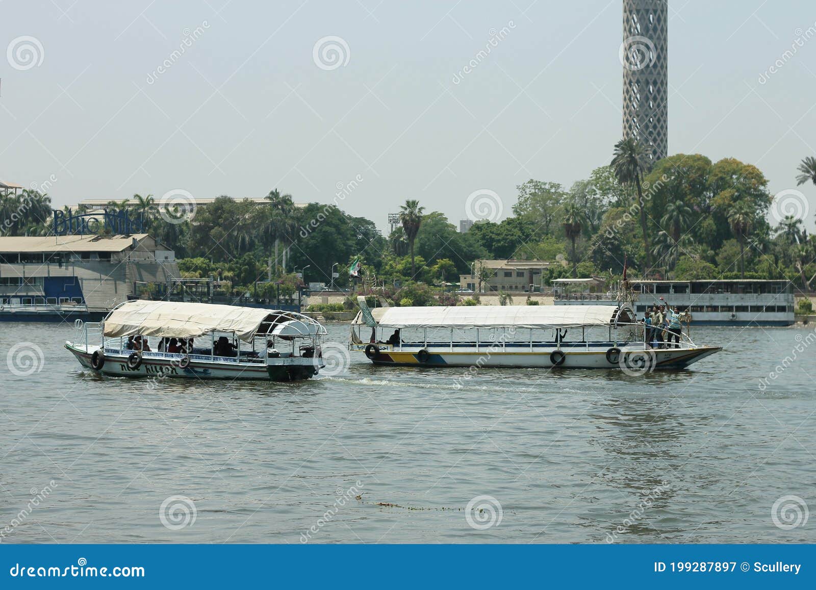 Passenger Boats Sailing Nile River, Cairo, Egypt Editorial Photography ...