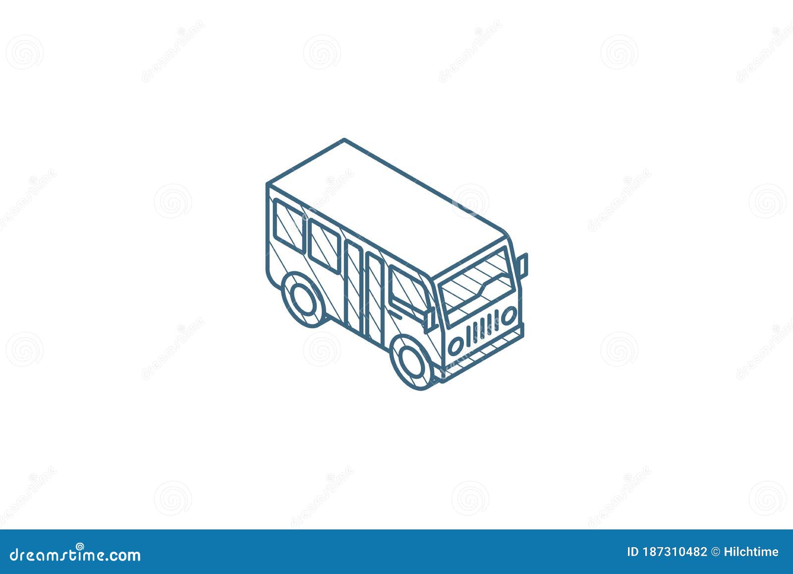 Passenger Bus Isometric Icon. 3d Line Art Technical Drawing. Editable ...
