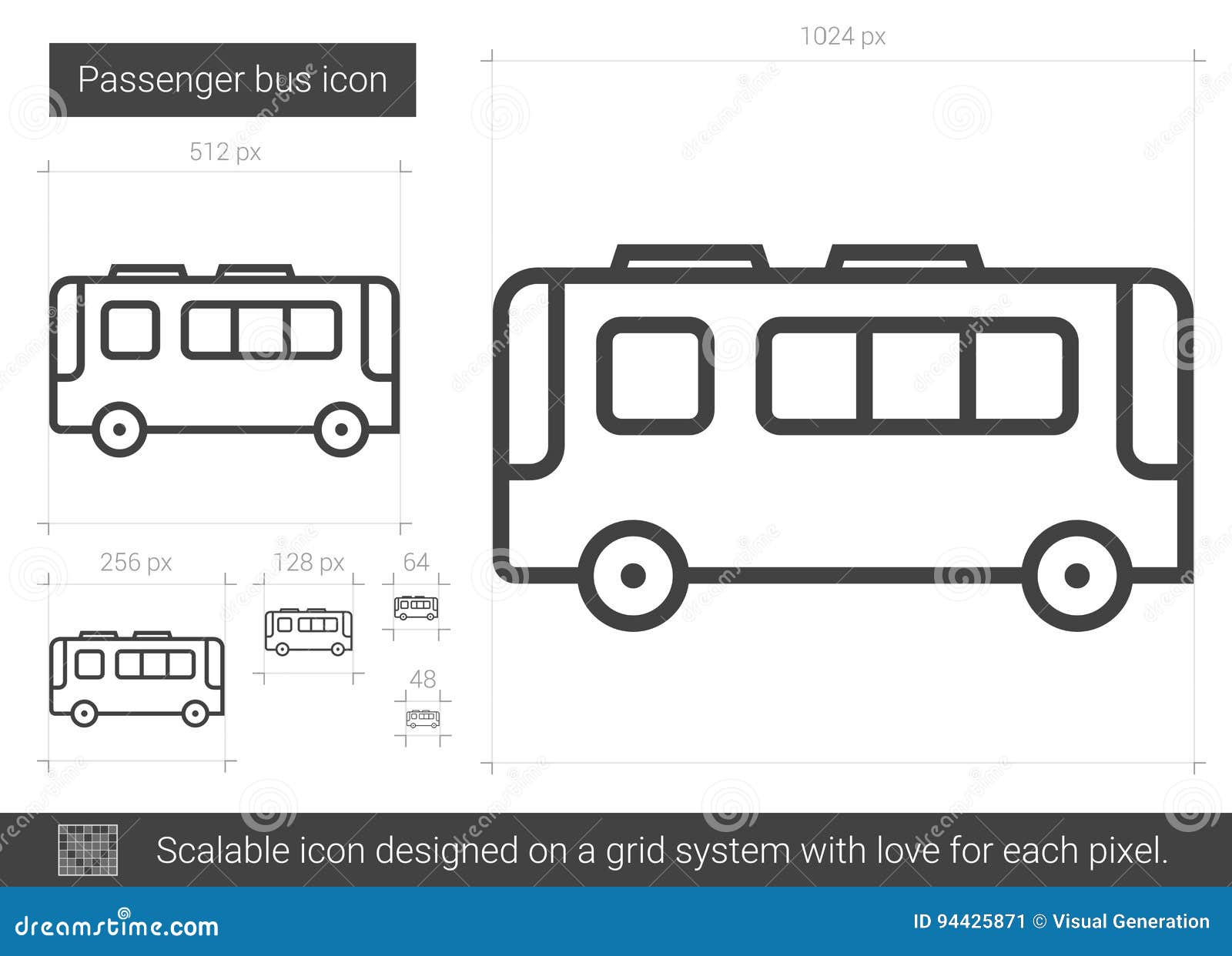 Passenger bus line icon. stock vector. Illustration of icon - 94425871