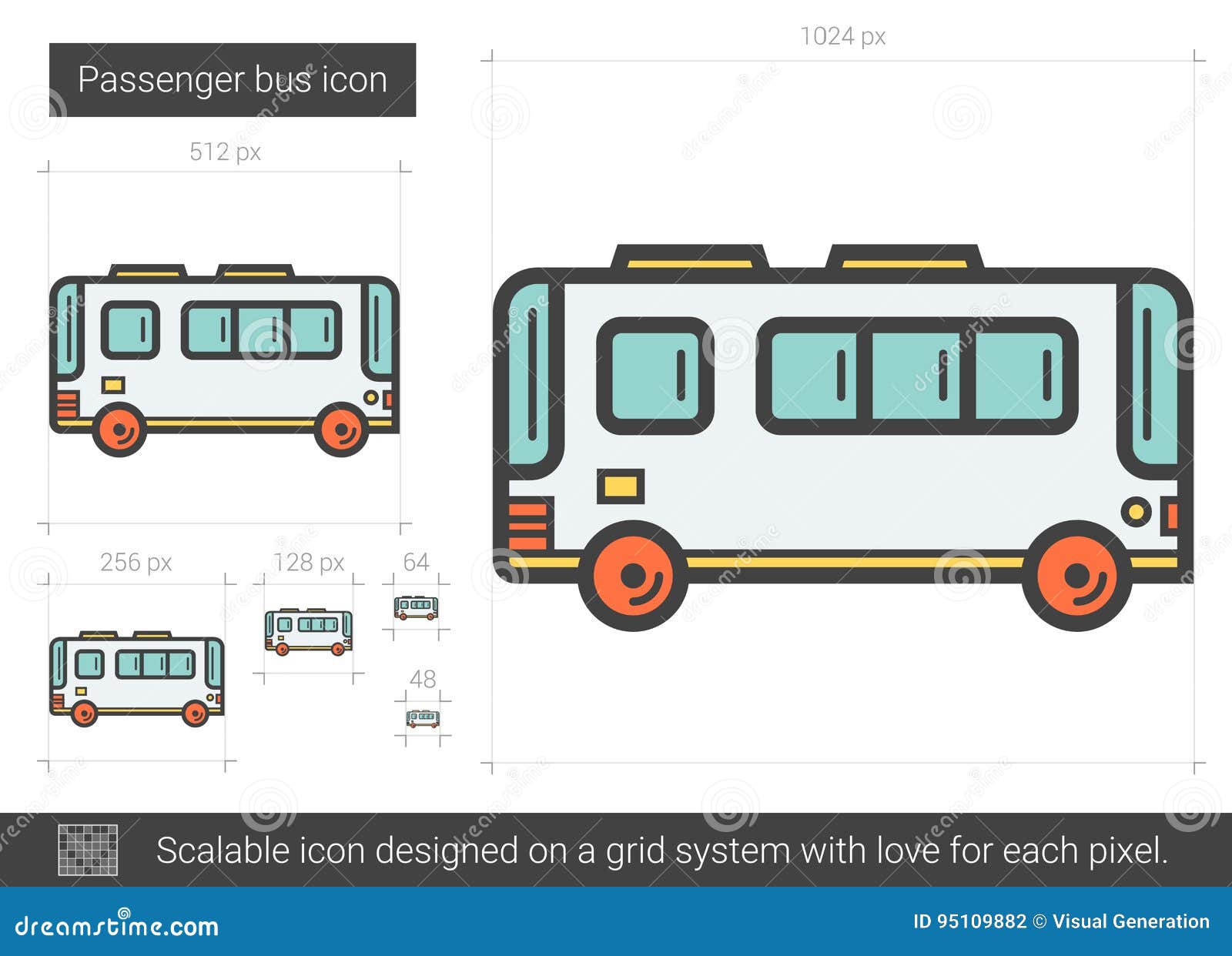 Passenger bus line icon. stock vector. Illustration of scalable - 95109882