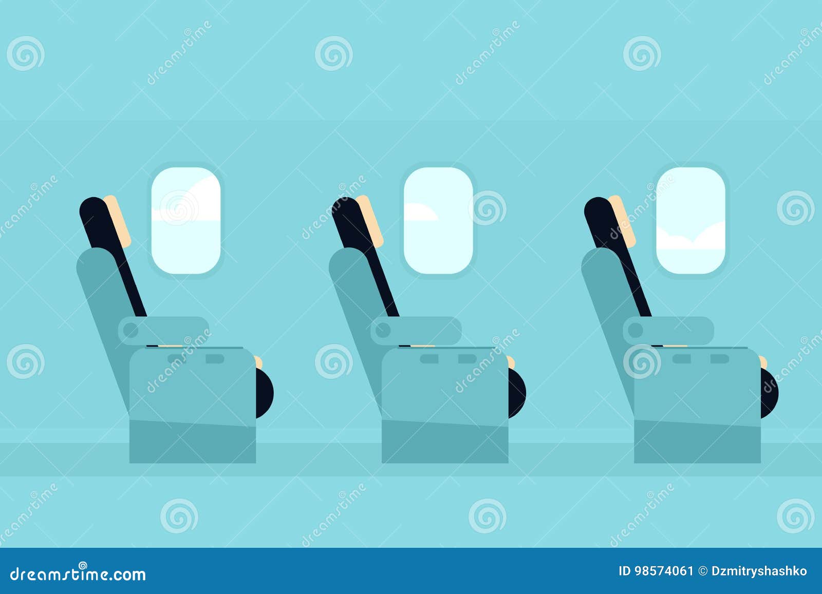 Passenger Cabin of the Aircraft Stock Vector - Illustration of civil ...