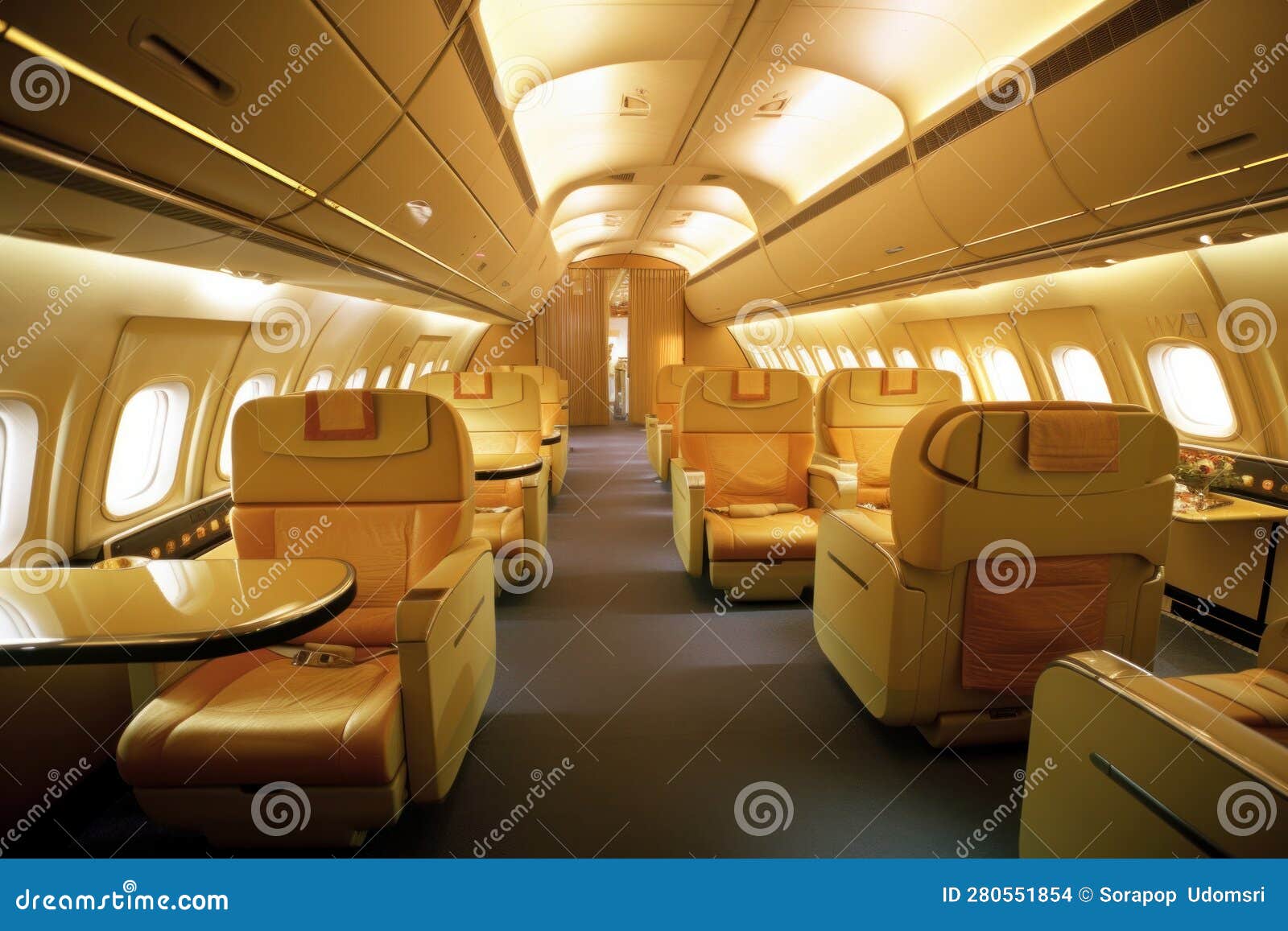 A Modern Airplane Cabin with Personalized in-flight Entertainment ...