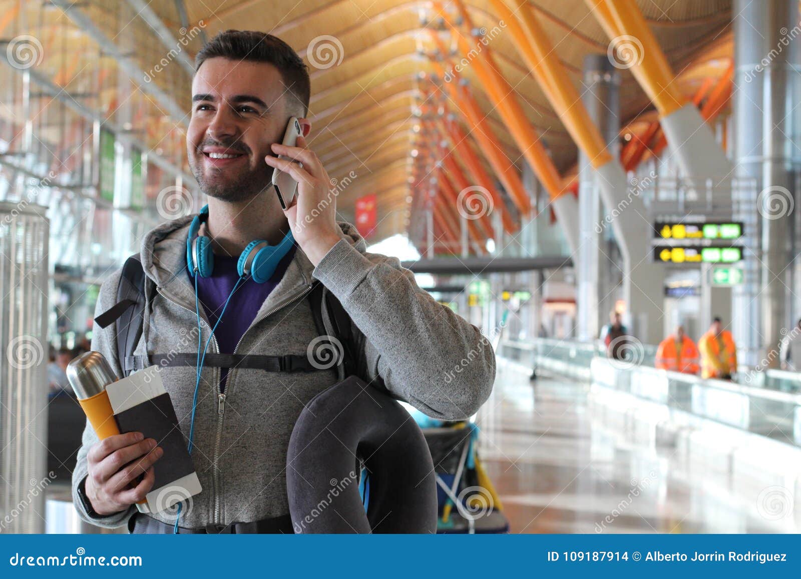 Passenger Calling by Phone from Station Stock Photo - Image of ...