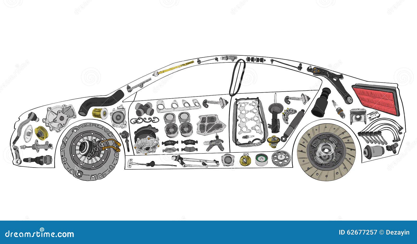 Passenger Car Painted and Built from a Variety of Stock Illustration ...