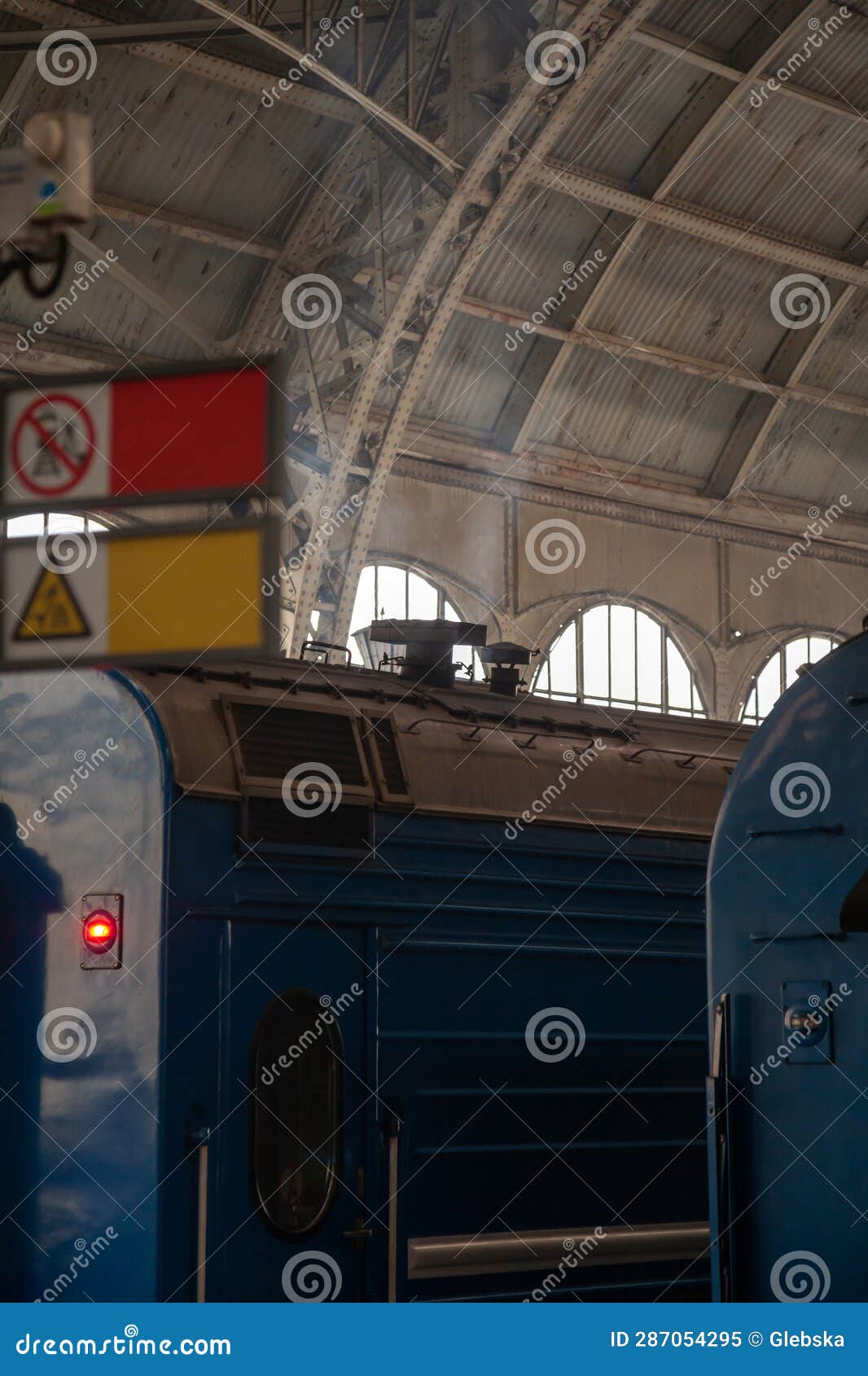 Passenger Car Stands Under Arch of Covered Platform Stock Image - Image ...