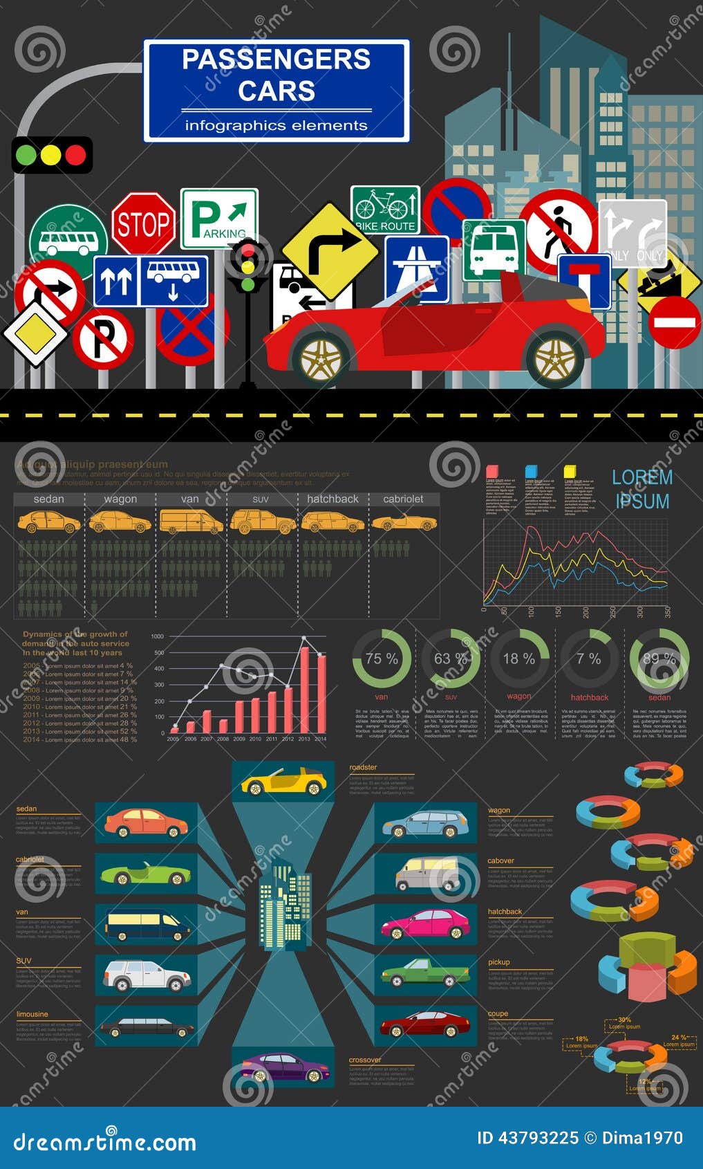 Passenger Car, Transportation Infographics Stock Vector - Illustration ...