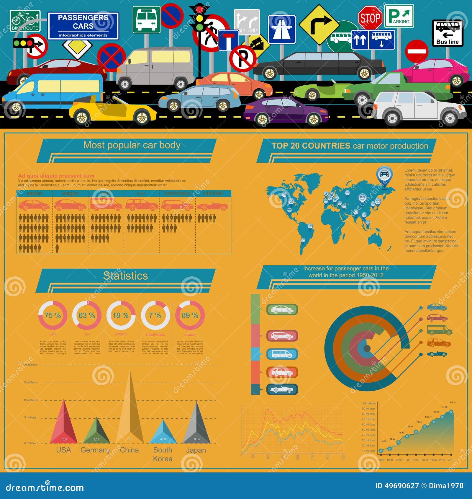 Passenger Car, Transportation Infographics Stock Vector - Illustration ...