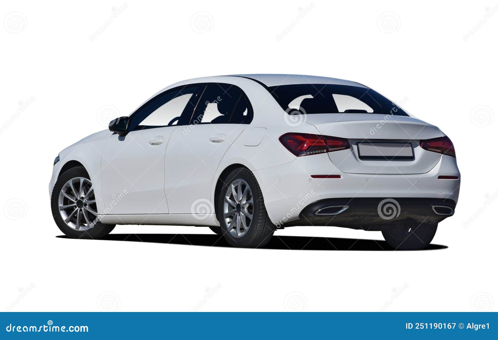 Passenger Car on White Background, Back View Stock Image - Image of ...