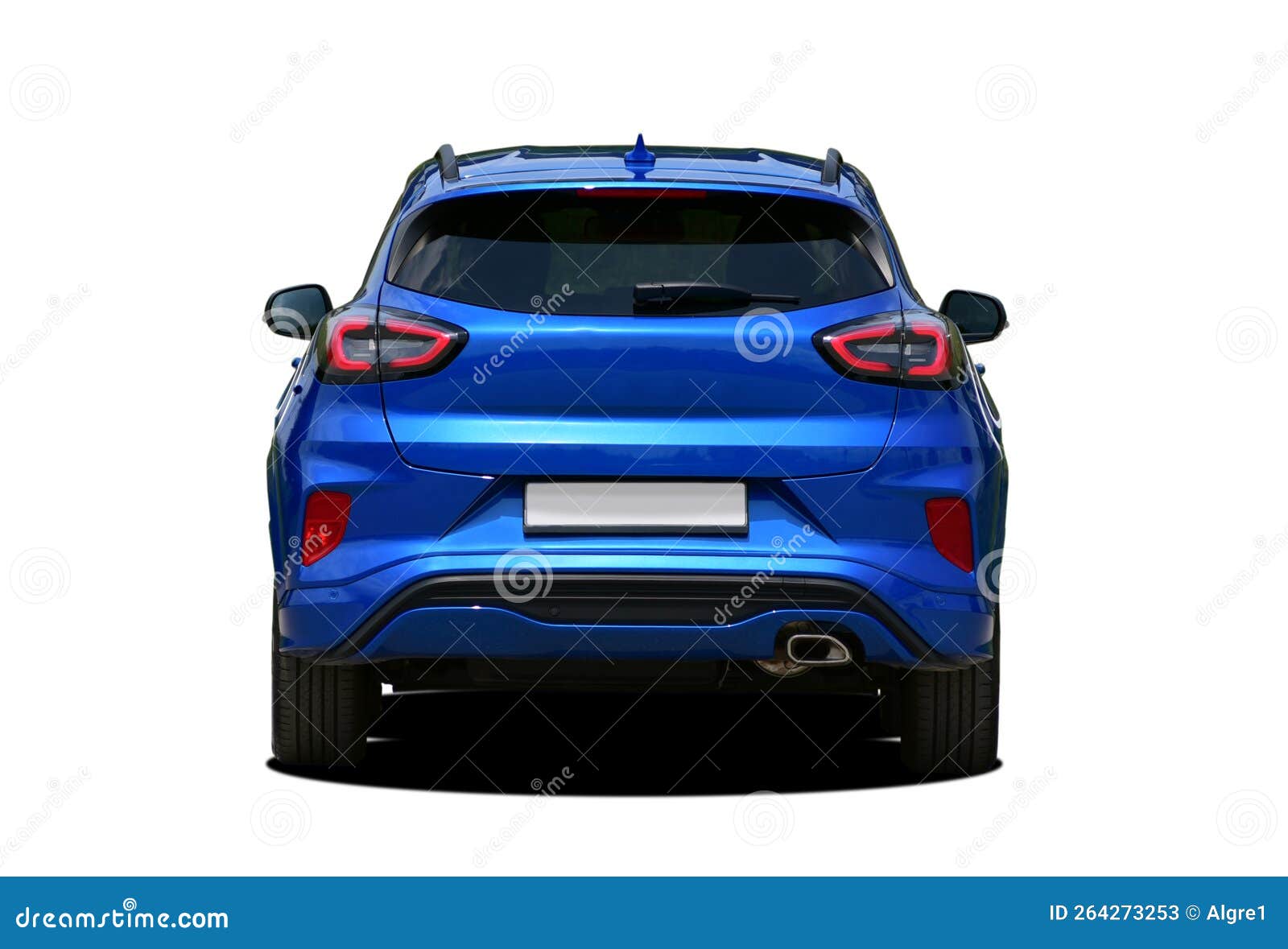 Passenger Car on White Background, Back View Stock Image - Image of ...