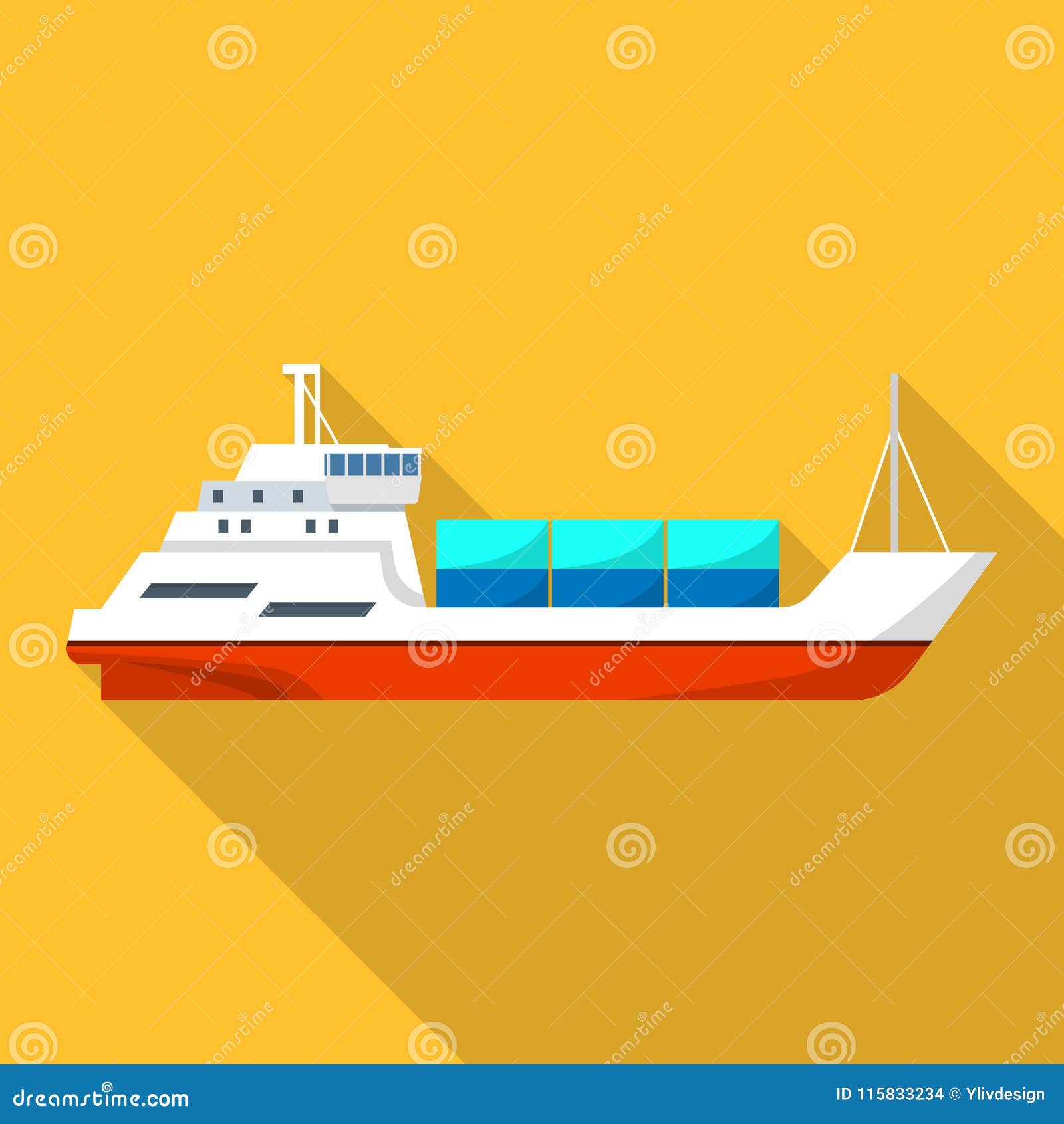 Passenger Cargo Ship Icon, Flat Style Stock Vector - Illustration of ...
