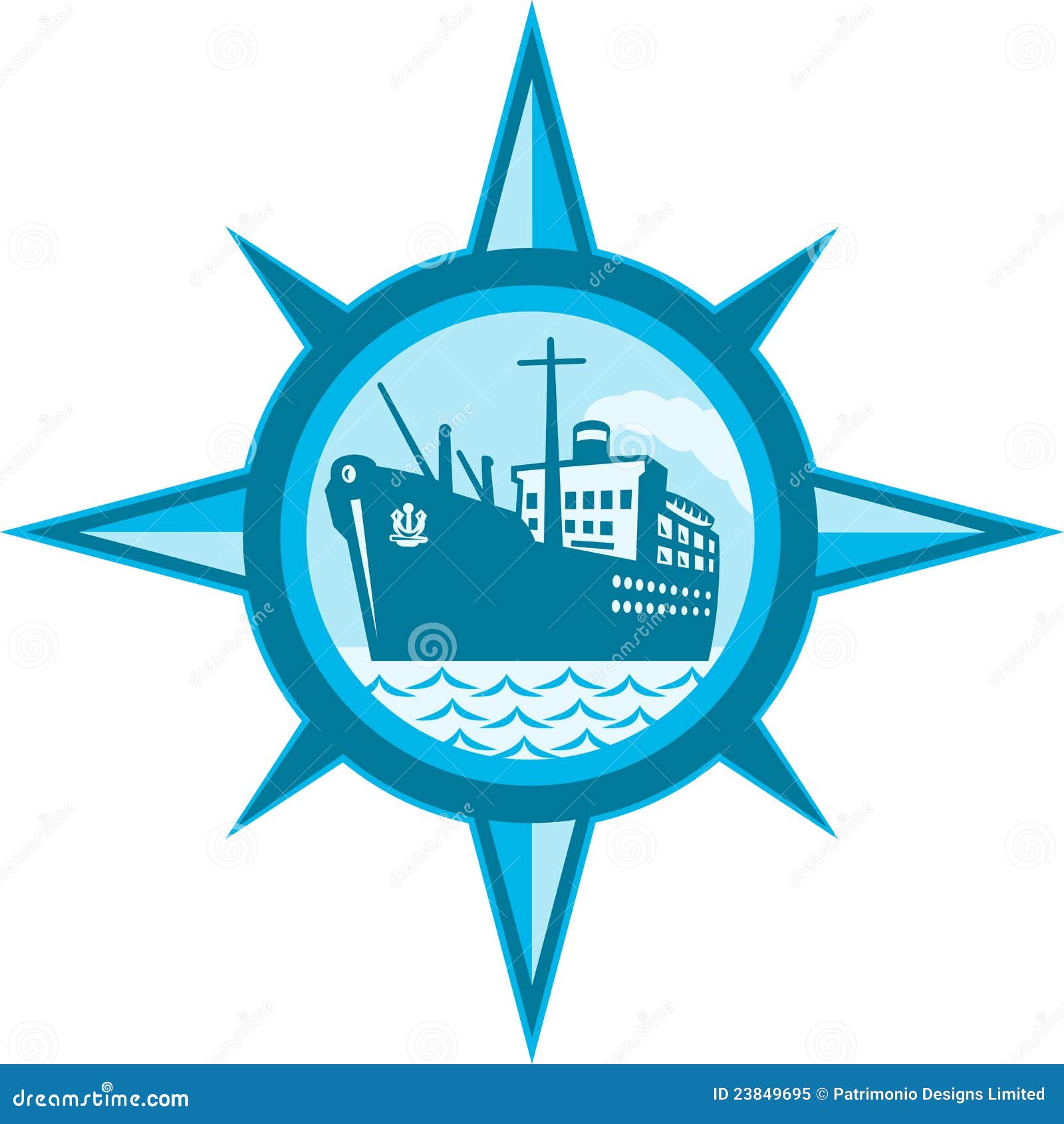 Passenger Cargo Ship Ocean Liner Compass Stock Vector - Illustration of ...
