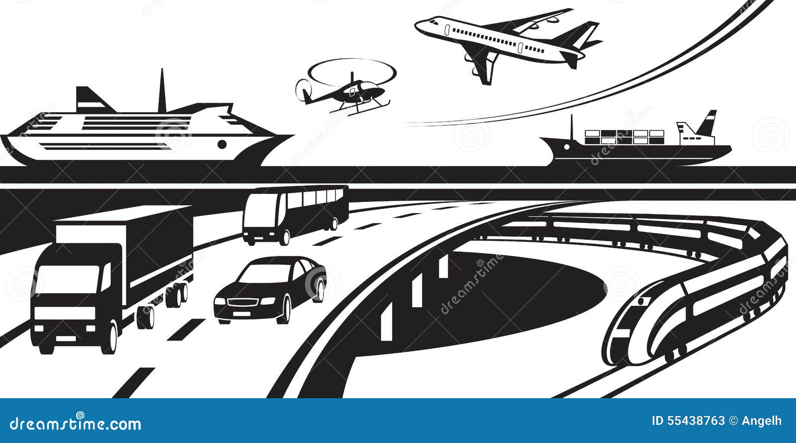 Passenger and Cargo Transportation Scene Stock Vector - Illustration of ...