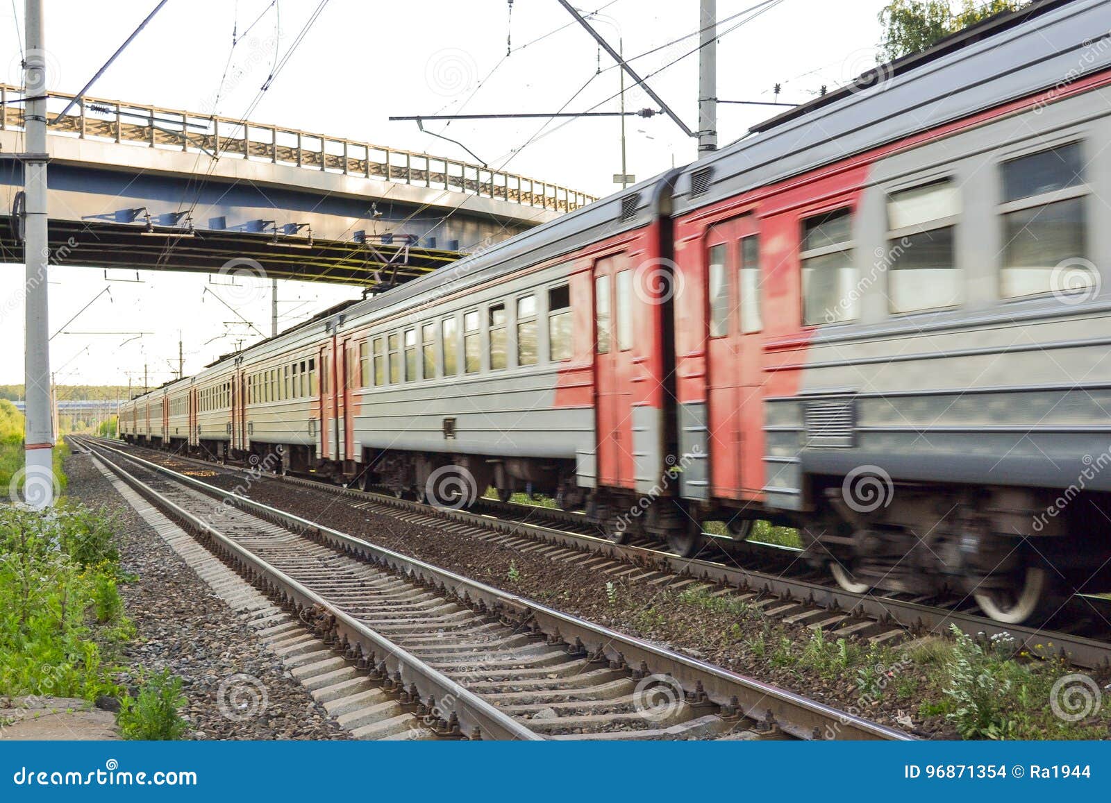 Passenger Commuter Train in Motion. Russia Stock Photo - Image of ...