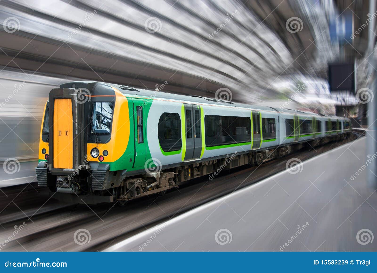 Passenger Commuter Transport Train Motion Blur Stock Image - Image of ...