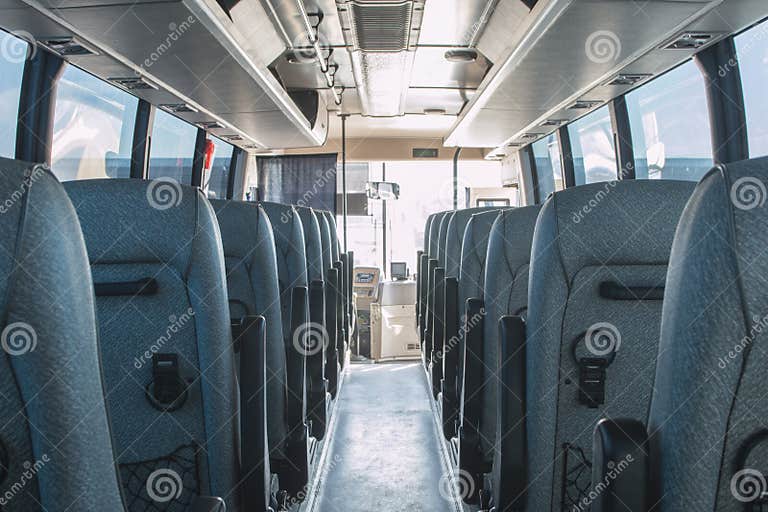 Passenger Compartment of a Big Shuttle Bus Stock Photo - Image of ...