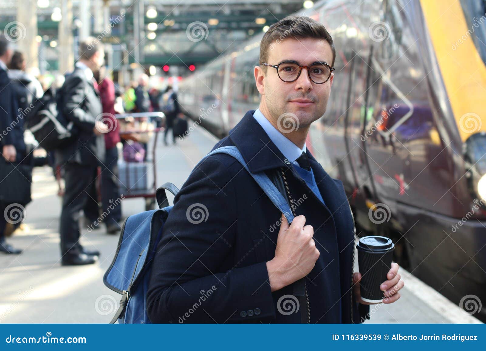 Passenger at Crowded Train Station Stock Image - Image of caffeine ...