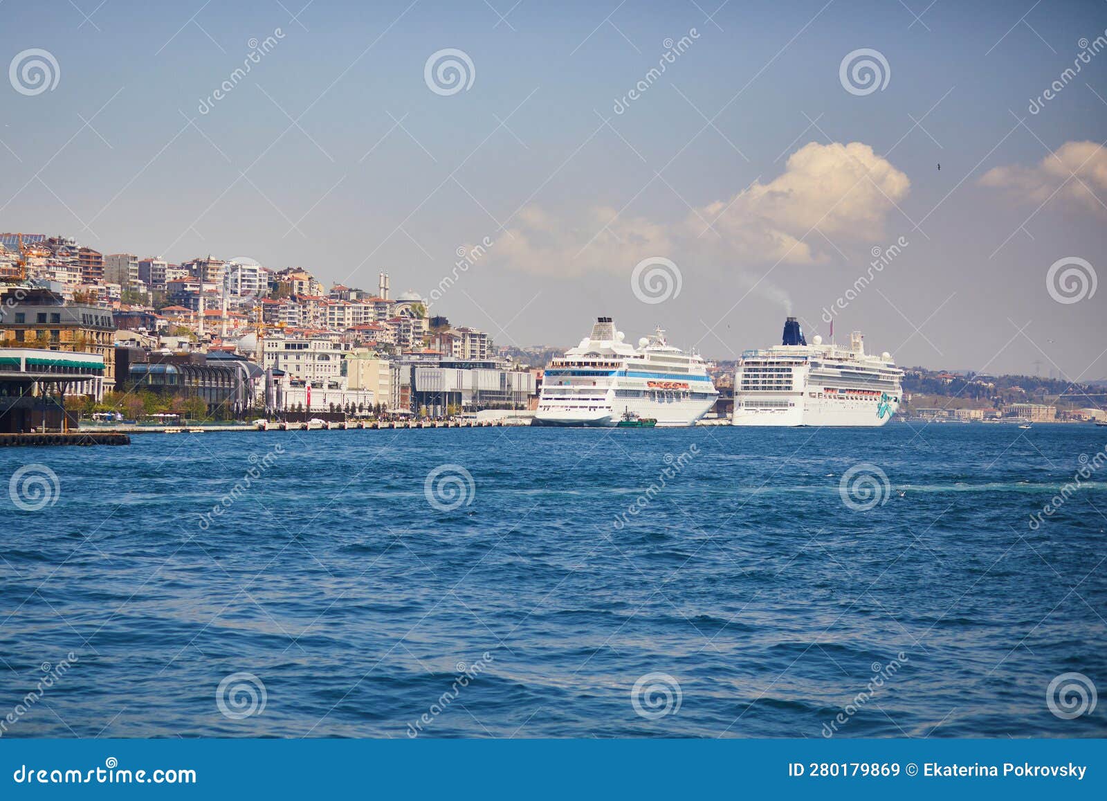 Passenger Cruise Ship on the Bosphorus Strait in Istanbul, Turkey ...