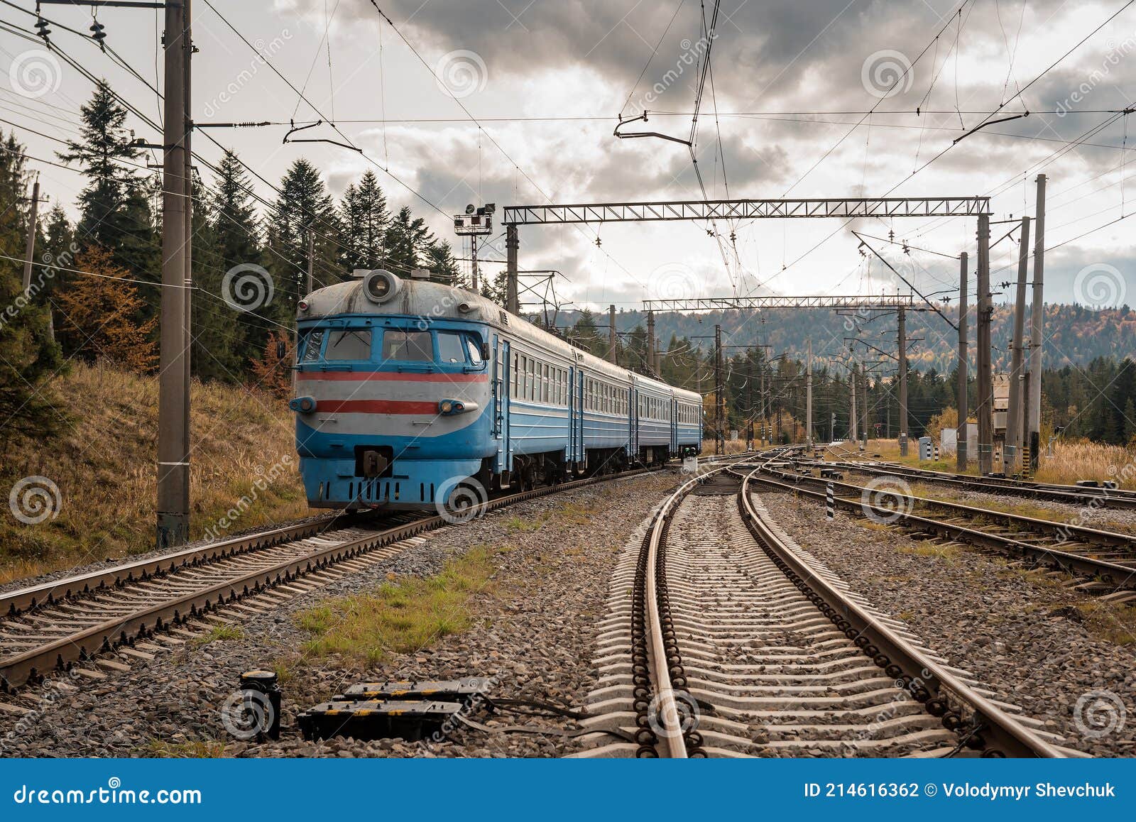 Passenger Electric Train of Four Cars Stock Photo - Image of journey ...