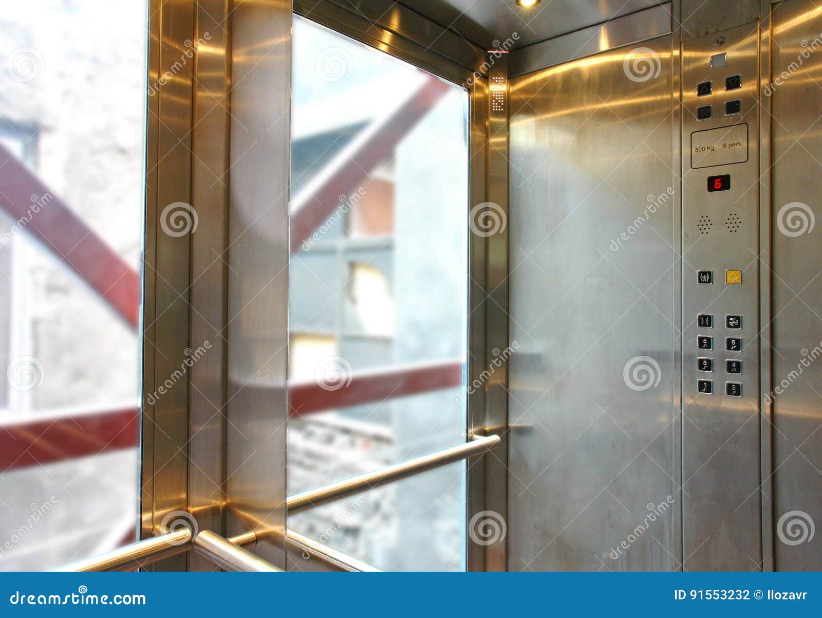 Passenger elevator cabin stock photo. Image of control - 91553232
