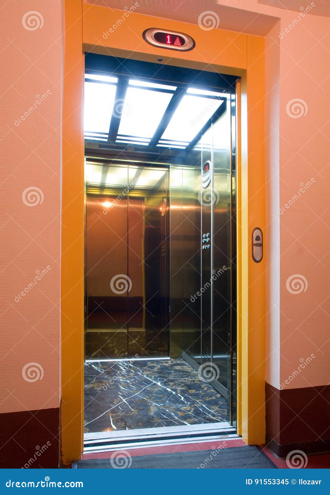 Passenger elevator cabin stock image. Image of security - 91553345