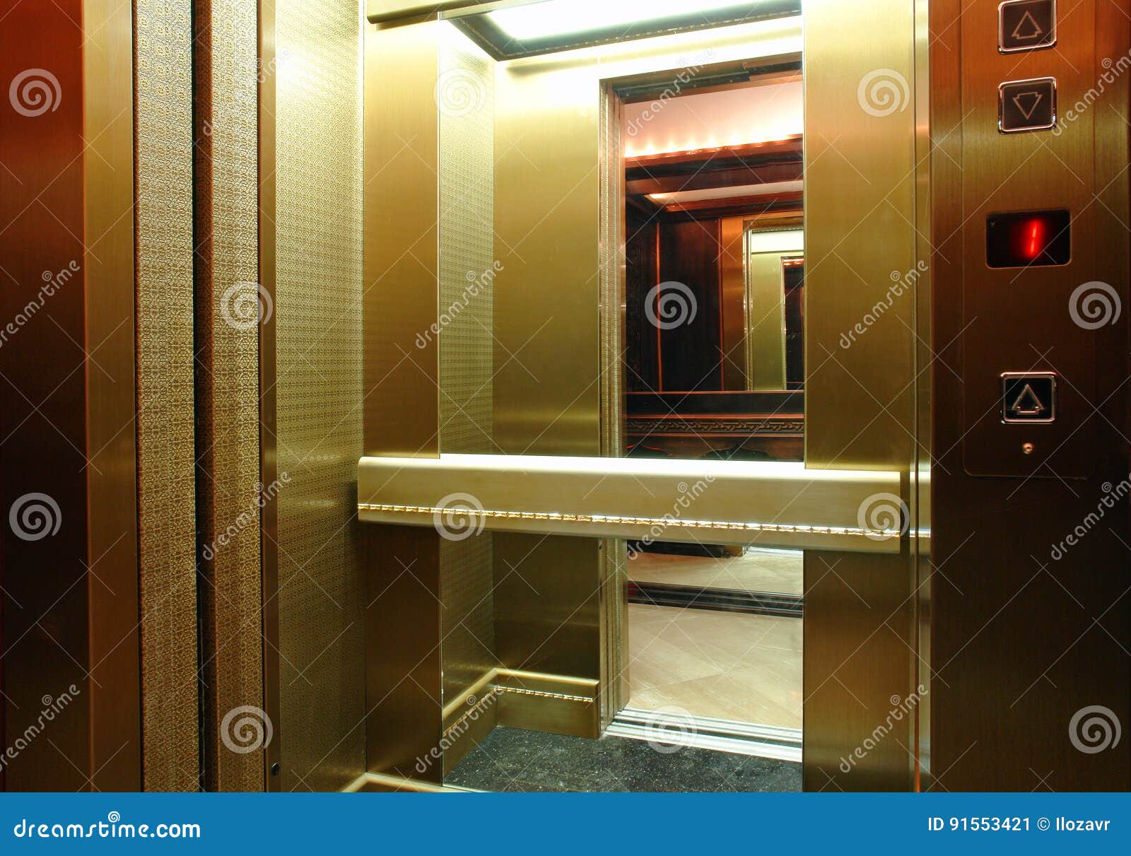 Passenger elevator cabin stock image. Image of mirror - 91553421