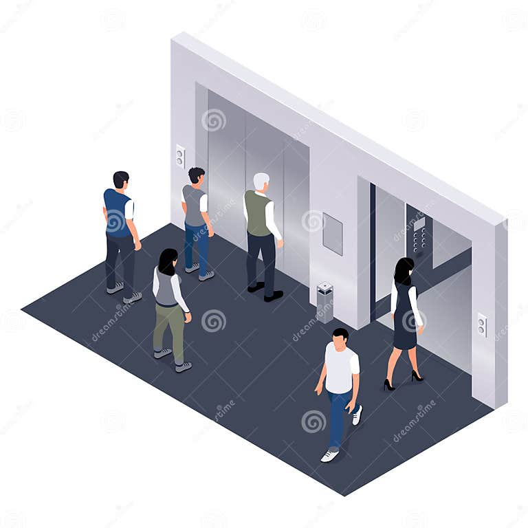 Passenger Elevator Isometric Composition Stock Vector - Illustration of ...